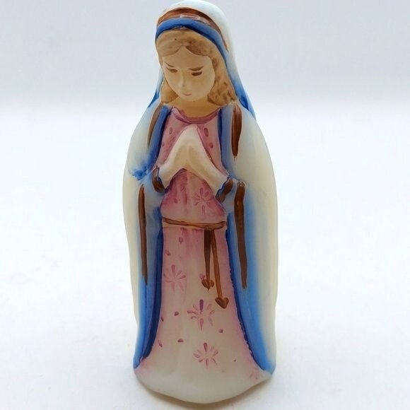 Fenton | Art | Vintage Fenton Glass Hand Painted Ivory Satin Kneeling ...